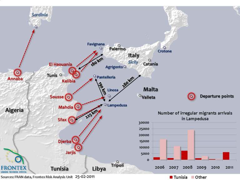 Frontex Lampedusa Situational Map | MIGRANTS AT SEA